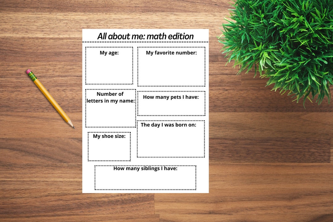Math Worksheet Get to Know You - Etsy