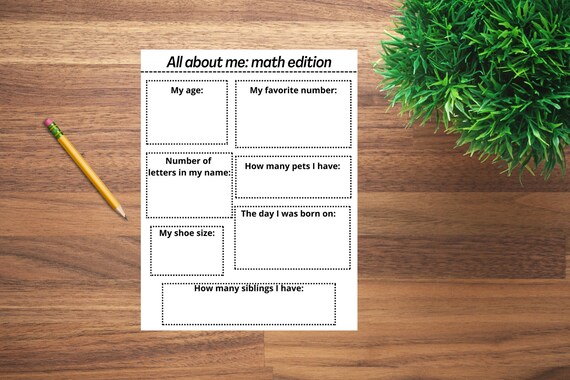 Math Worksheet Get to Know You - Etsy