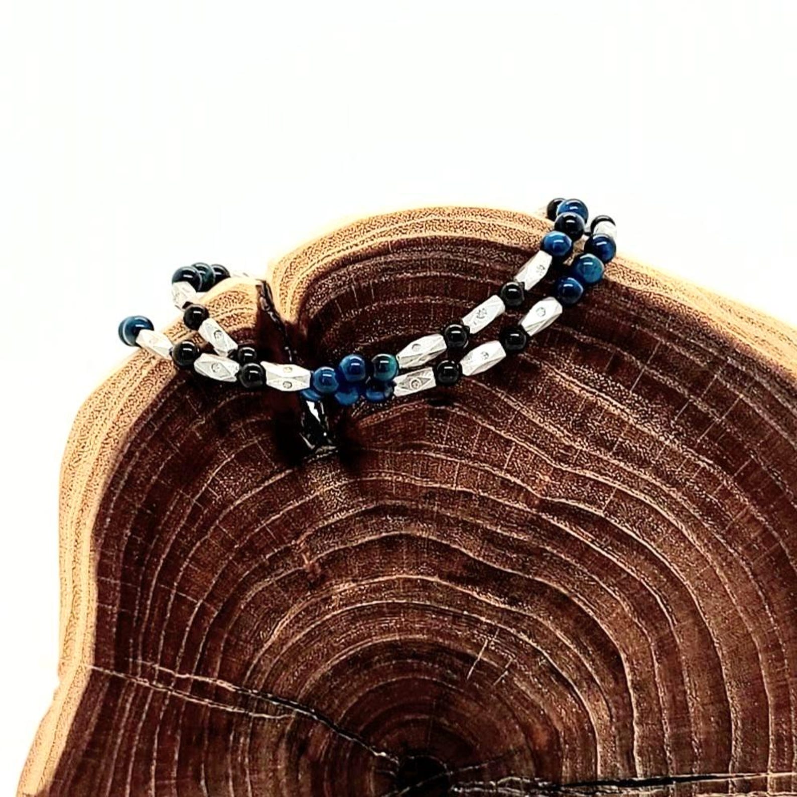 Shadow & Clarity – Blue Tiger’s Eye and Black Onyx Choker and Earrings ...