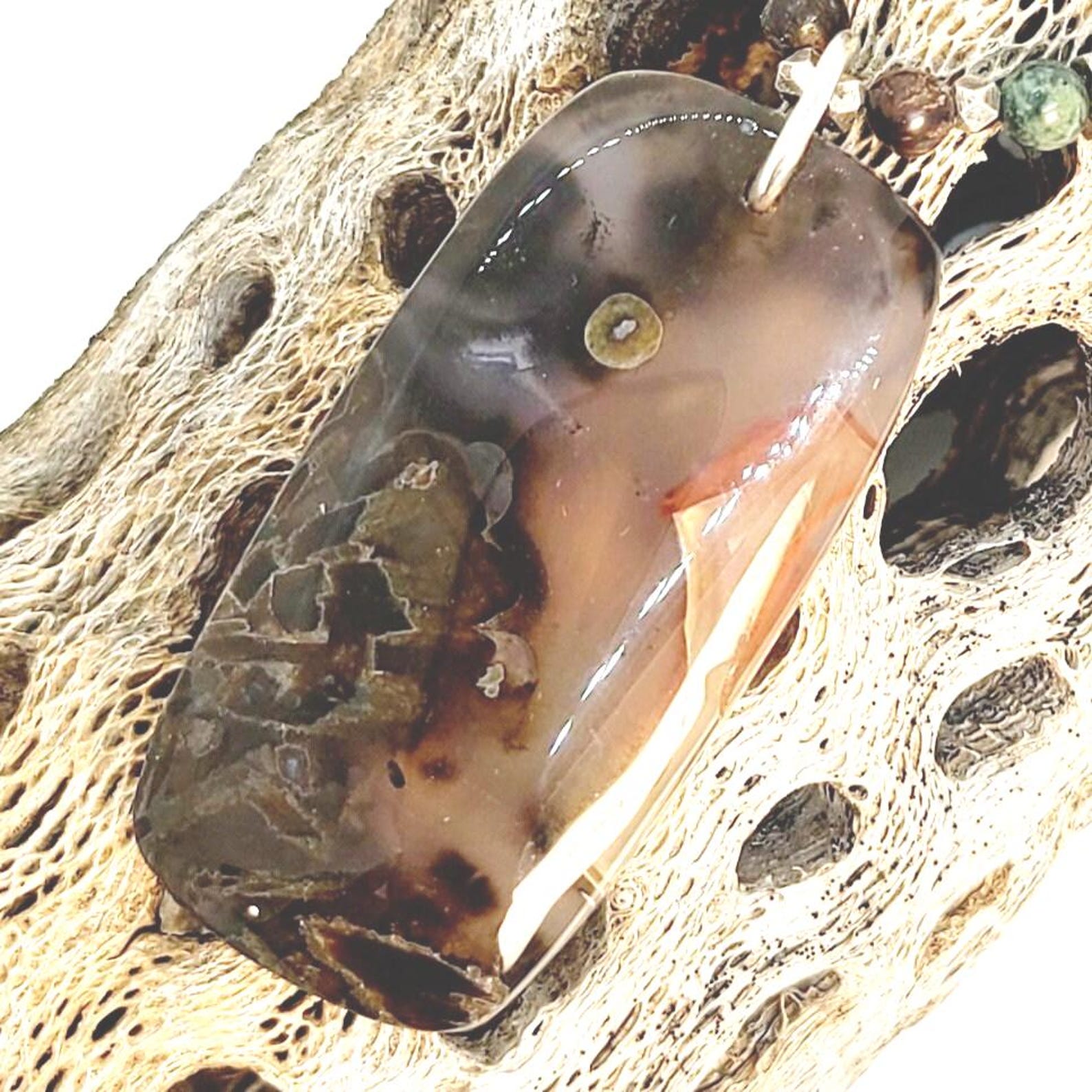 Ancient Path – Turkish Tube Agate Pendant Necklace W/ Bronzite ...