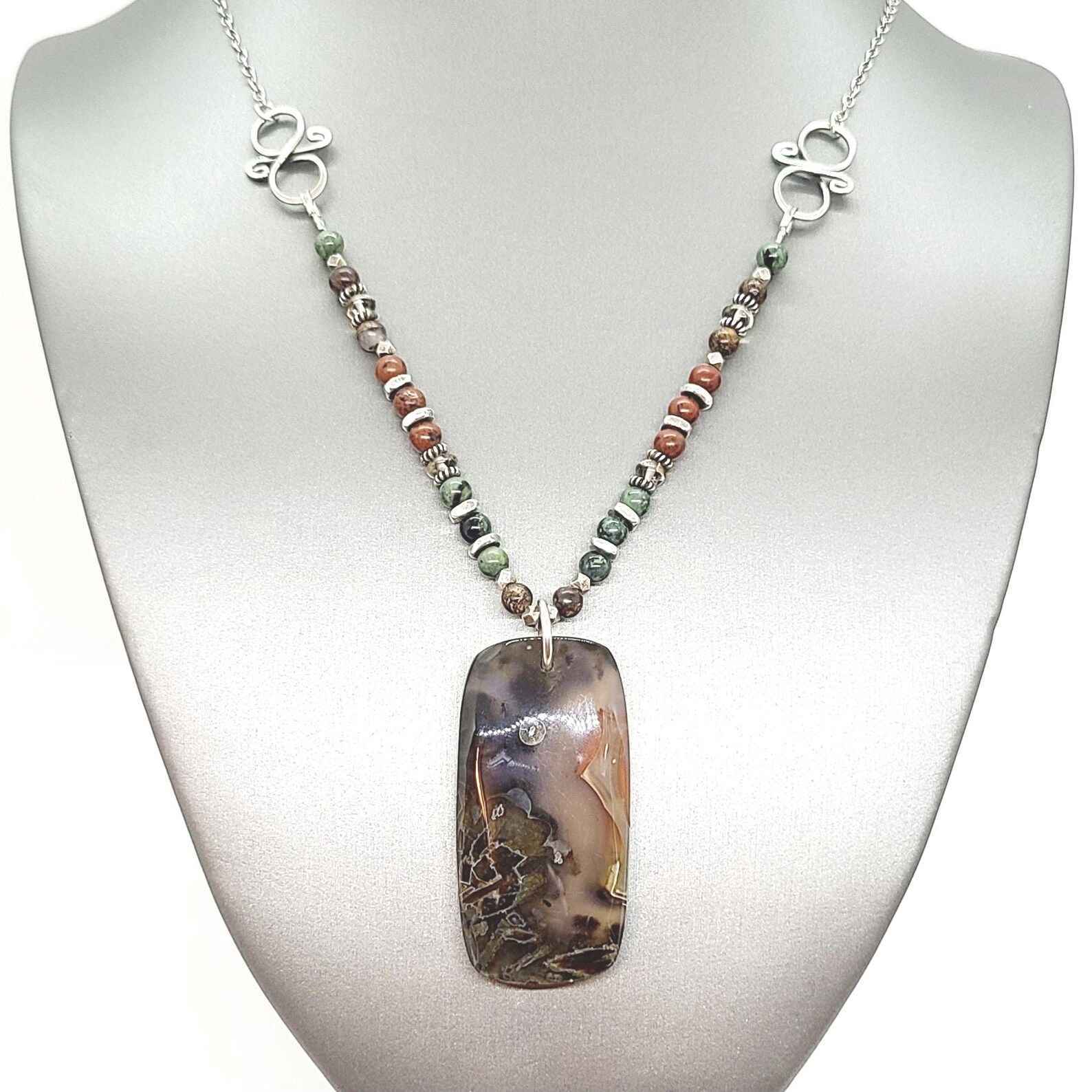 Ancient Path – Turkish Tube Agate Pendant Necklace W/ Bronzite ...