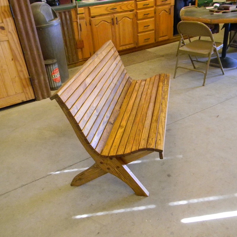 Wood Bench With Back - Etsy