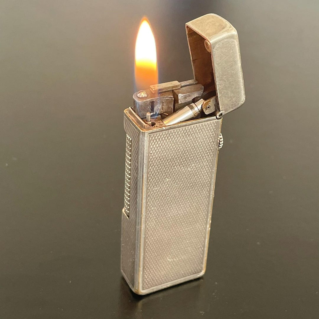 Dunhill Rollagas Lighter, Sterling Silver Plated With Barley Pattern ...