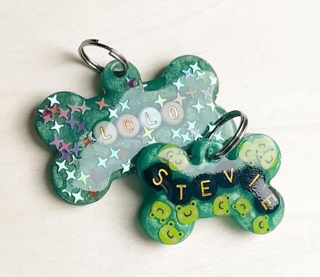 Resin Dog Tag, Personalized, Custom Dog Tag, Resin Dog Tag, Glitter Dog ...