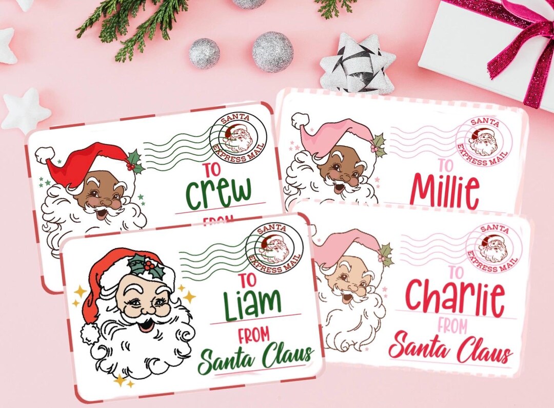 Santa Stickers, Christmas Gift Stickers, From Santa Tag, Kid Christmas ...
