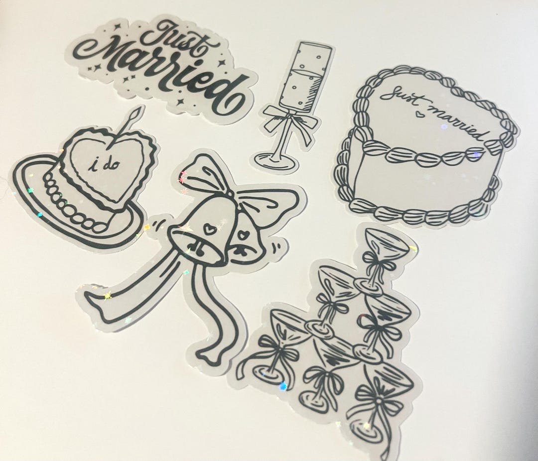 Wedding Sticker Pack, Just Married Stickers, Wedding Gift, Bridal ...