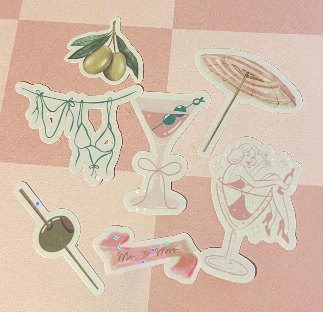 Bikinis and Martinis Sticker Pack, Bachelorette Sticker Pack, Bridal ...