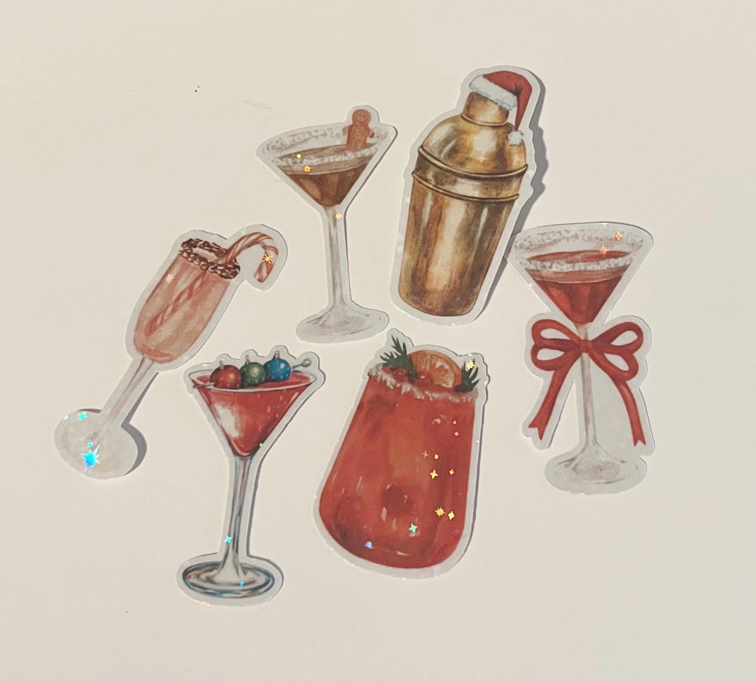 Christmas Cocktail Sticker Pack, Christmas Martini Sticker, Gift ...
