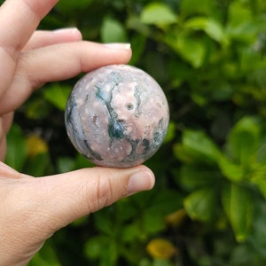 RARE Pink Moss Agate Sphere A1 - Etsy