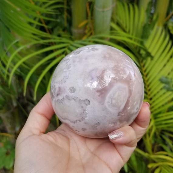 Pink and Purple Flower Agate Crystal Sphere With Druzy - Etsy