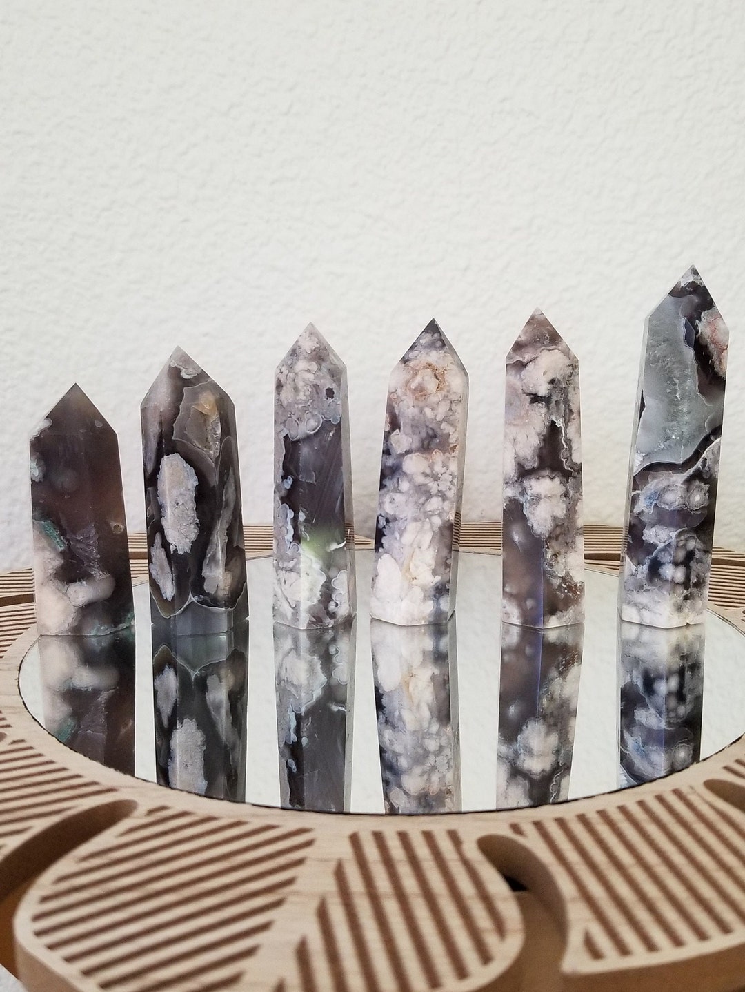 One Black Flower Agate Tower With Beautiful Flowers - You Pick - Etsy