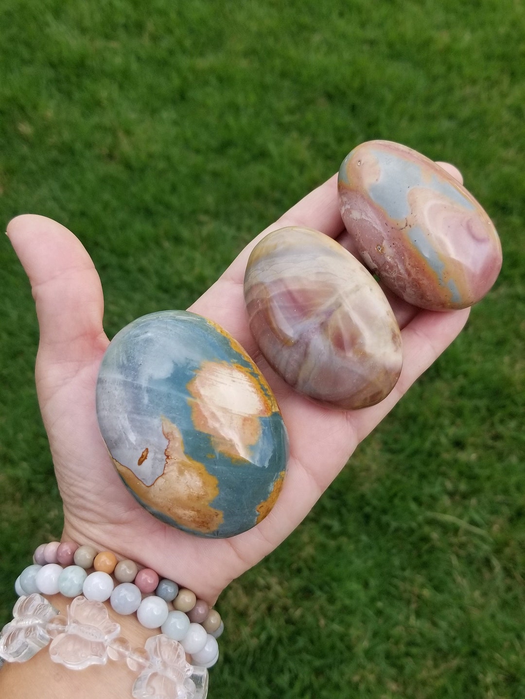 One Beautifully Multi Colored Polychrome Jasper Palm - You Pick - A-F ...