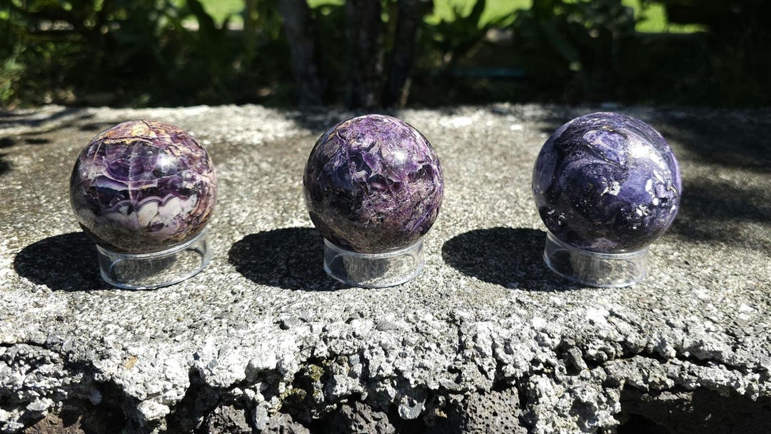 One Root Fluorite Sphere - Dark and Pastel Purples and Gorgeous ...