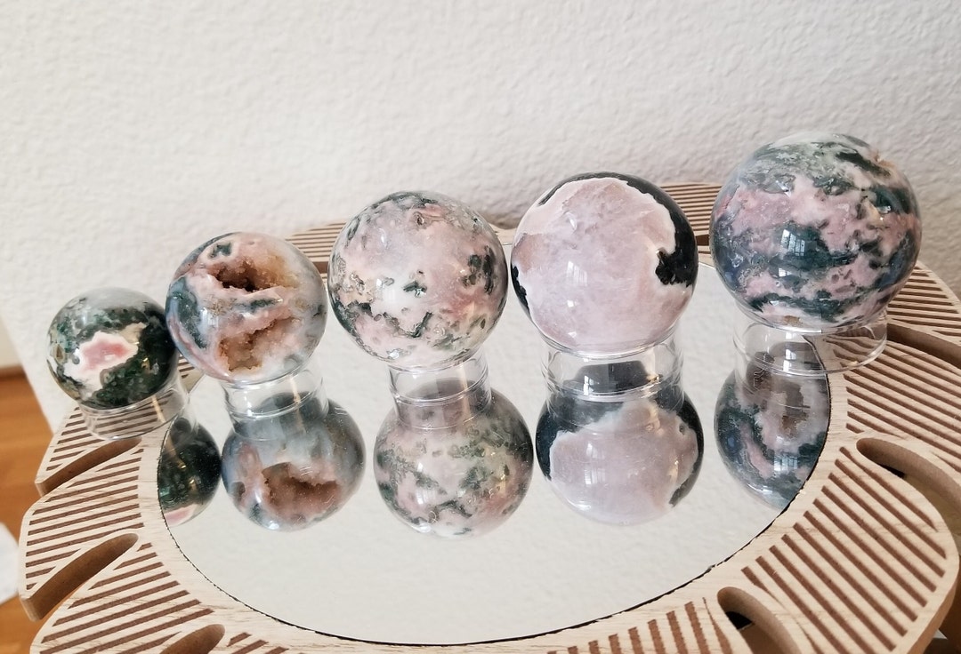 RARE Pink Moss Agate Sphere - You Pick One - Etsy