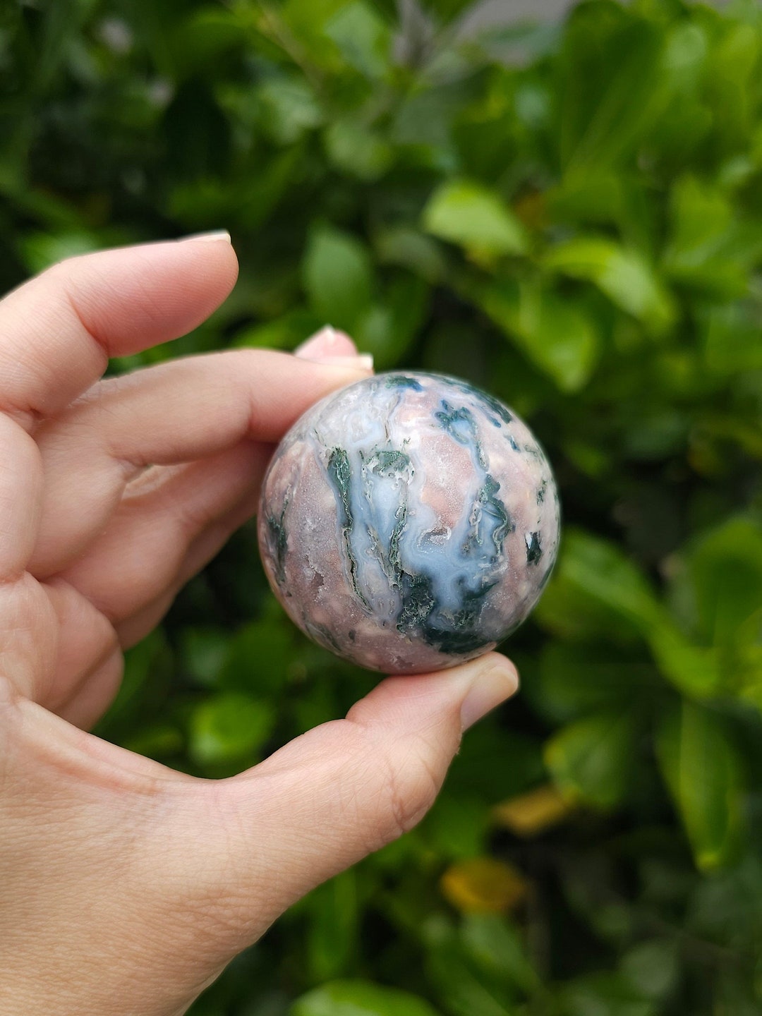 RARE Pink Moss Agate Sphere - A1 - Etsy