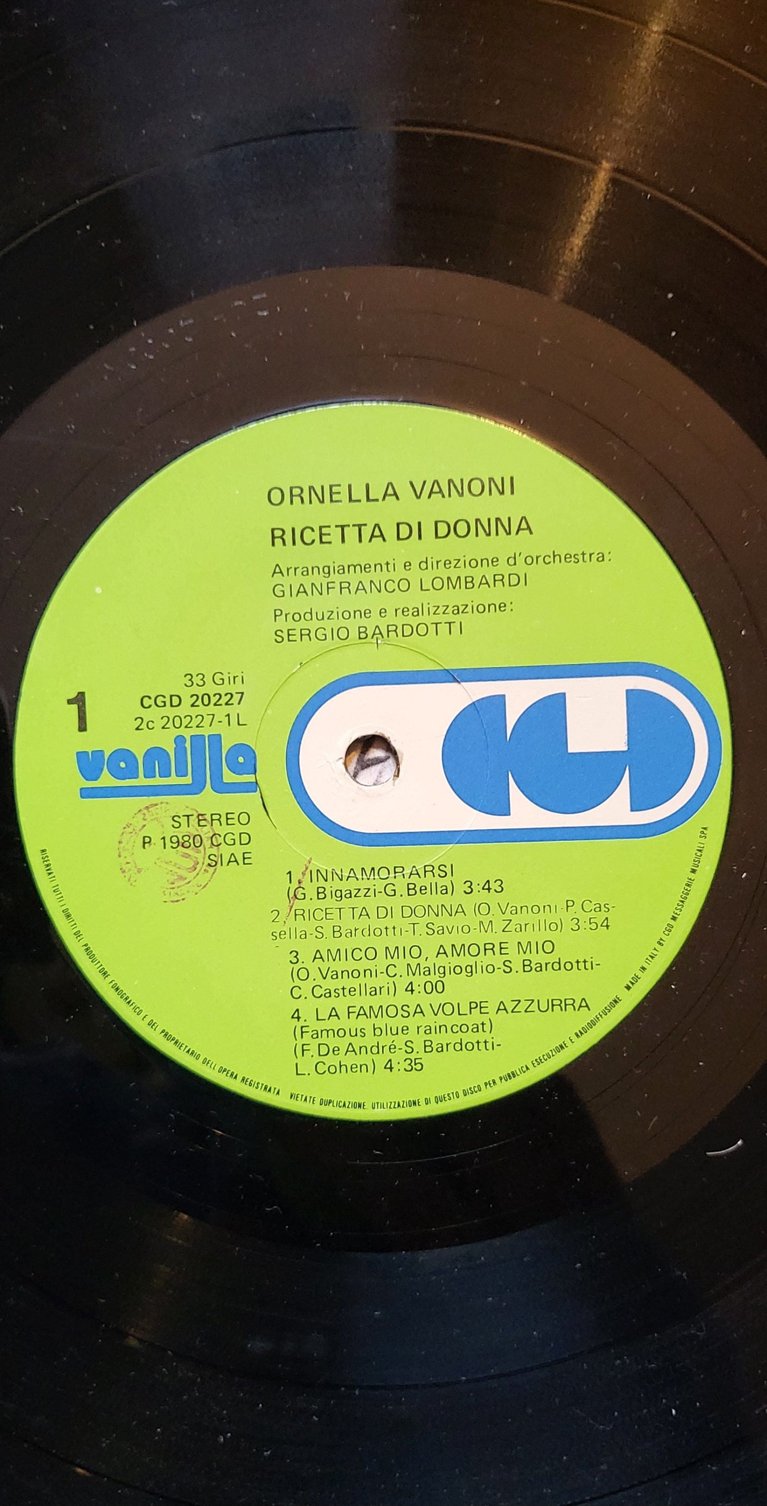 Ornella Vanoni : Ricetta Di Donna - 1980 Vintage Pop Vocal Vinyl LP Album - CGD Records CGD ...