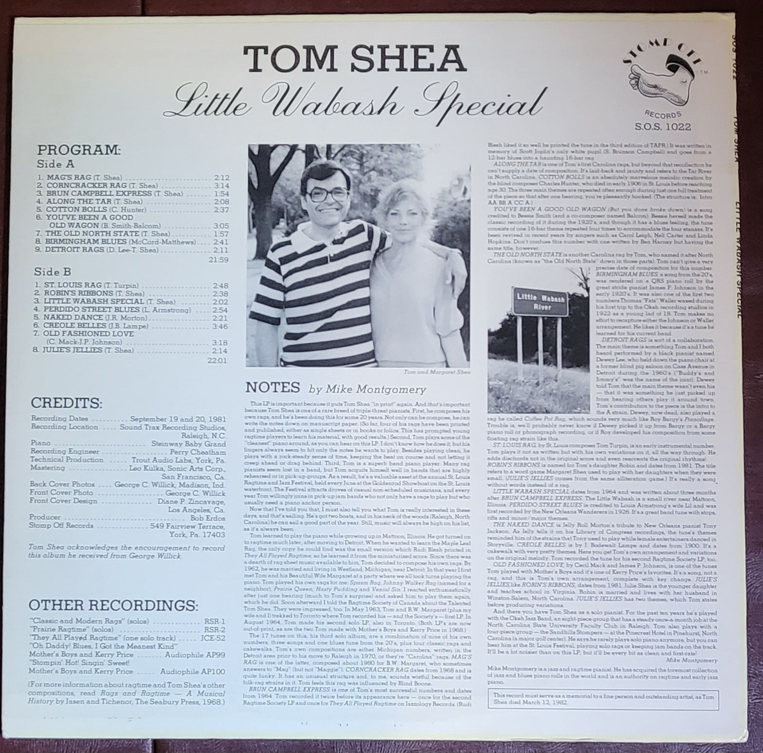 Tom Shea Little Wabash Special 1982 Vintage Jazz / Pop Vinyl LP Album ...