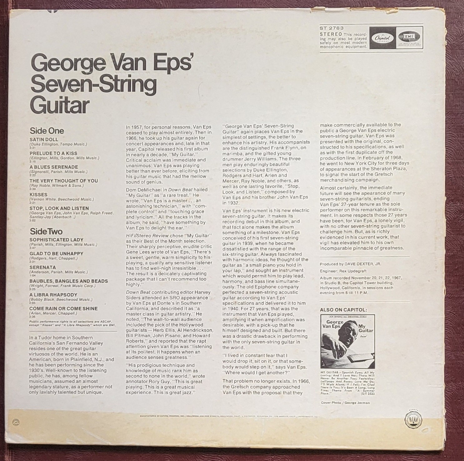 George Van Eps' Seven-string Guitar: 1967 Jazz Fusion Vinyl LP - Etsy