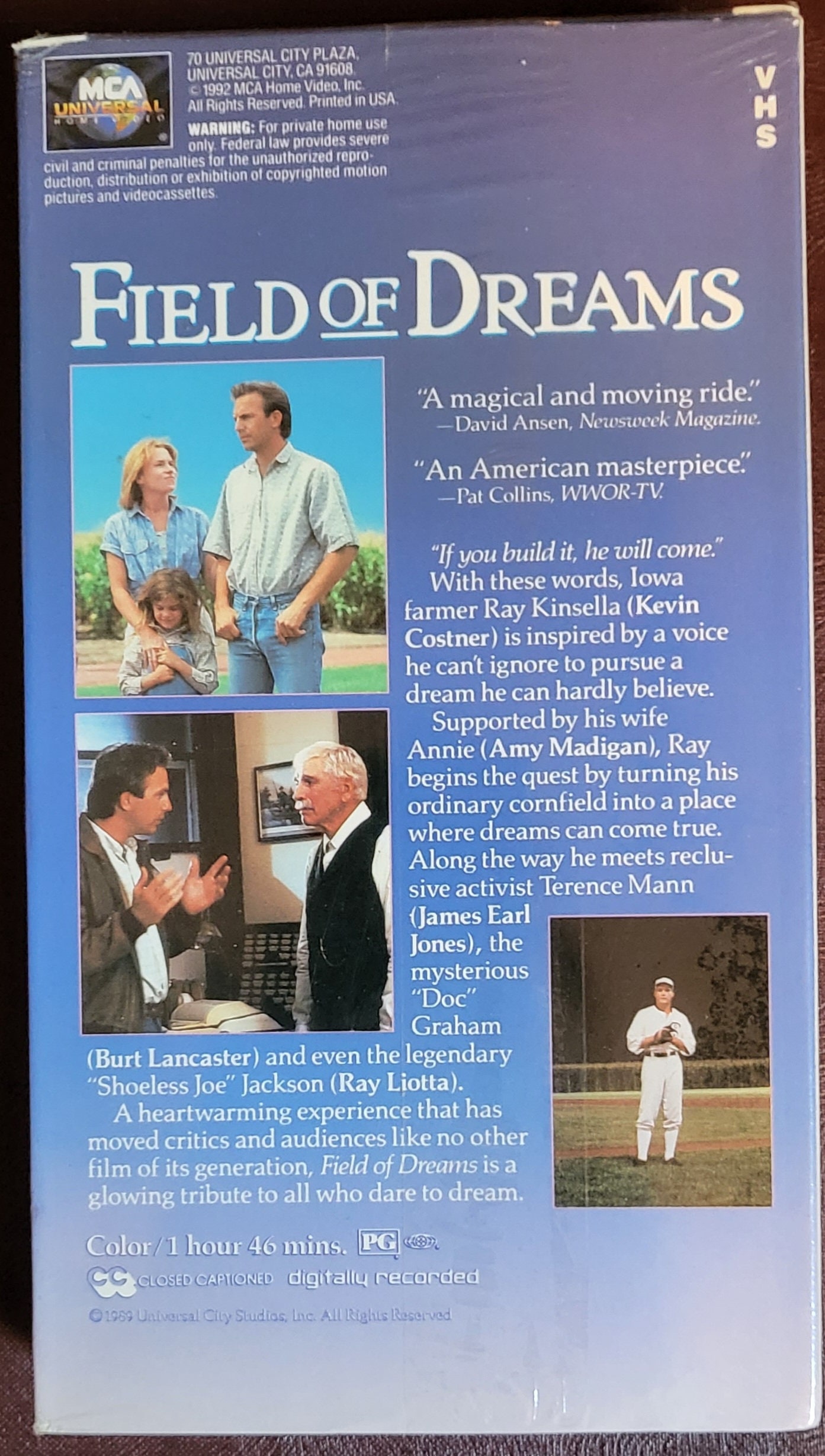 Field of Dreams - 1997 Vintage VHS Kevin Costner Movie - Mcdonalds ...