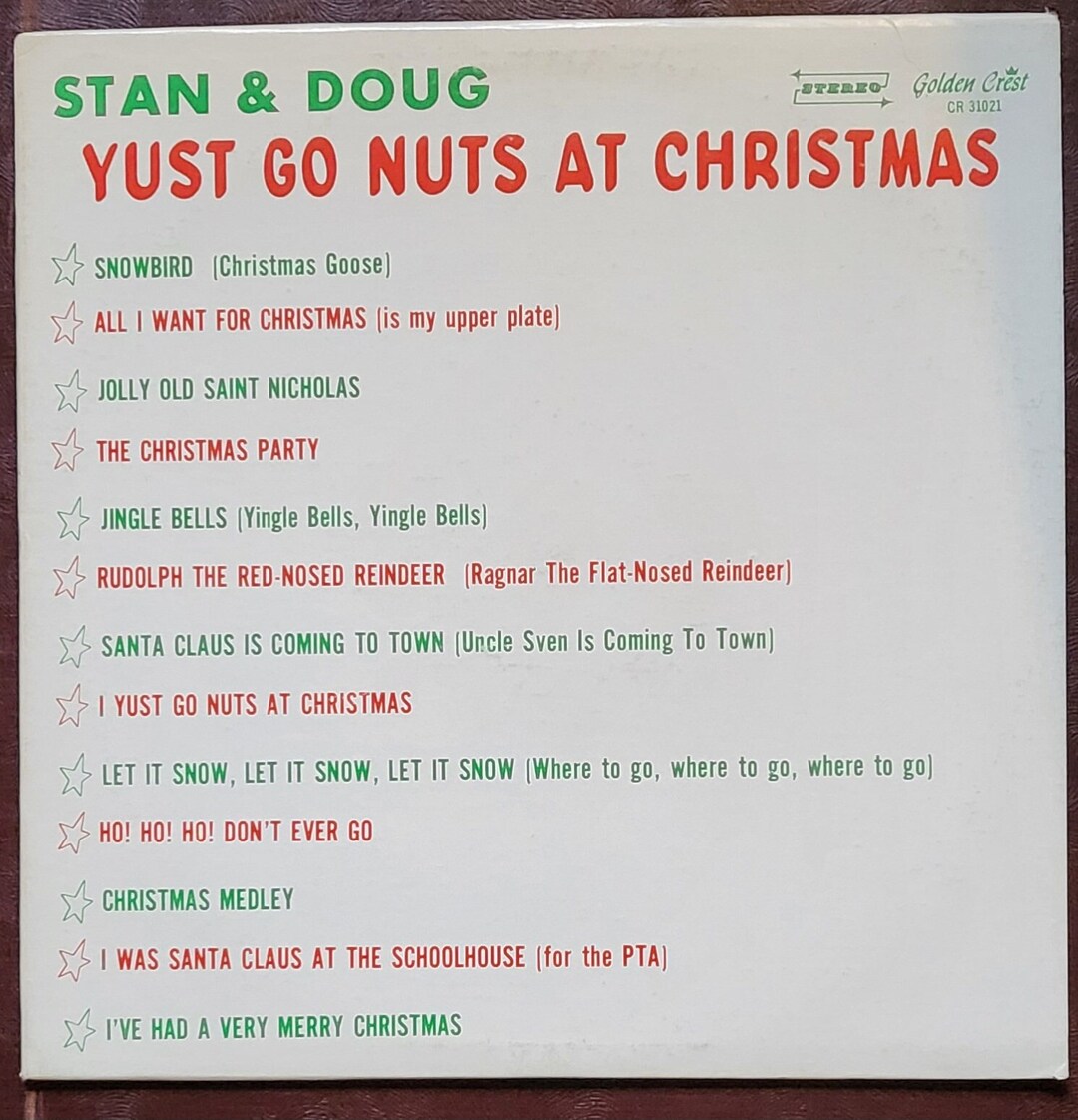 Stan and Doug Yust Go Nuts at Christmas - 1970 Vintage Holiday Vinyl LP ...