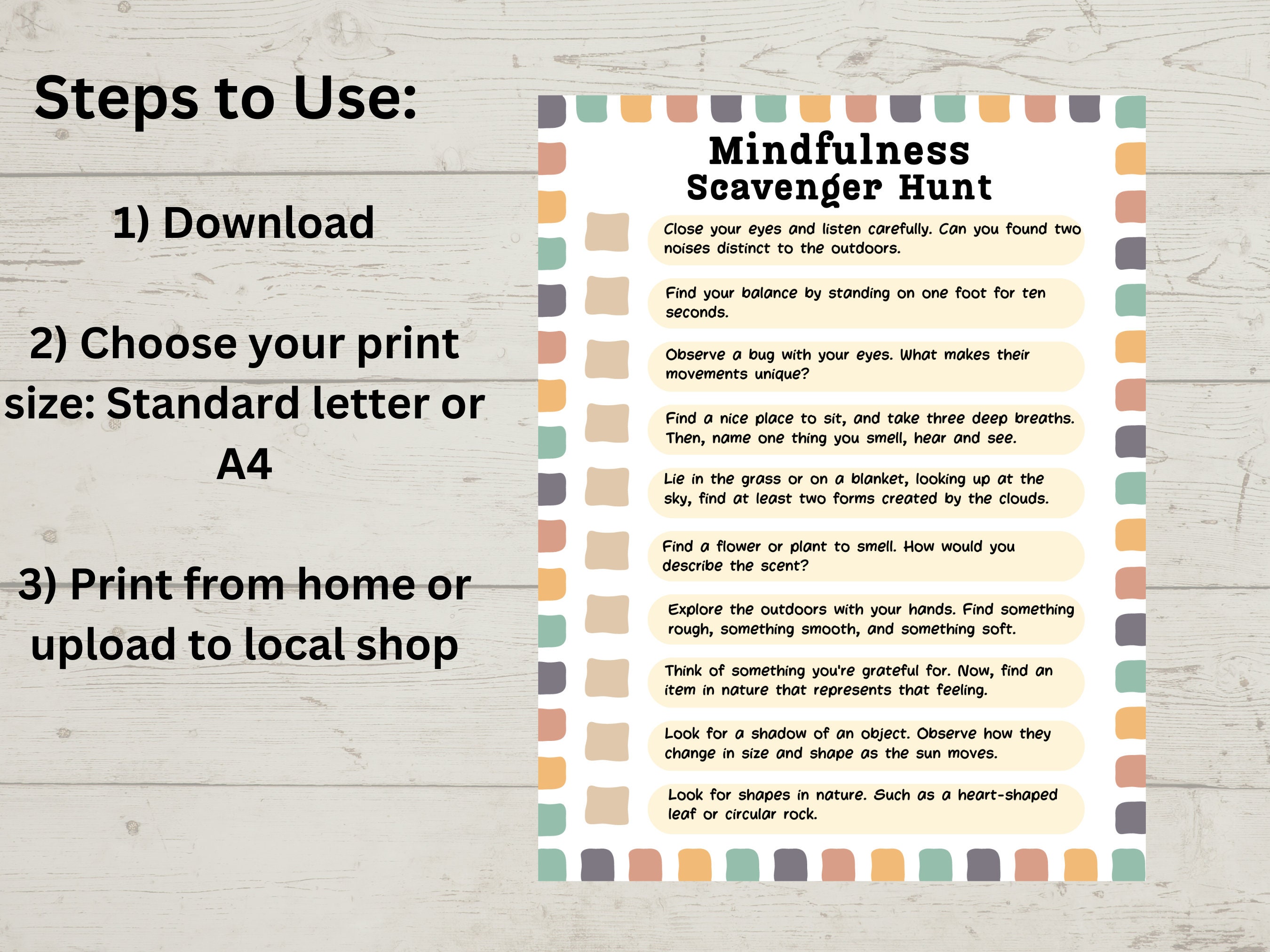 Mindfulness Outdoor Scavenger Hunt for Kids, Mindfulness Activity for ...