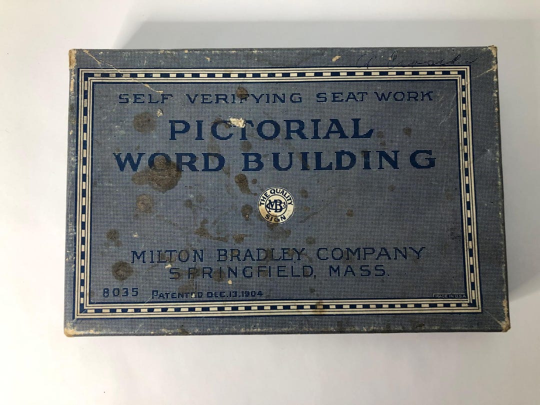1913 Milton Bradley Game, Pictorial Word Builder, Vintage School House ...