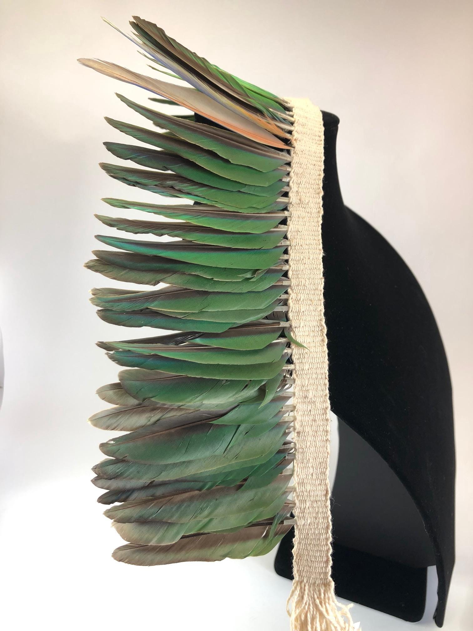 BRAZIL ABORIGINAL Feather Headdress Hand Made Guajajara People Maranhao ...