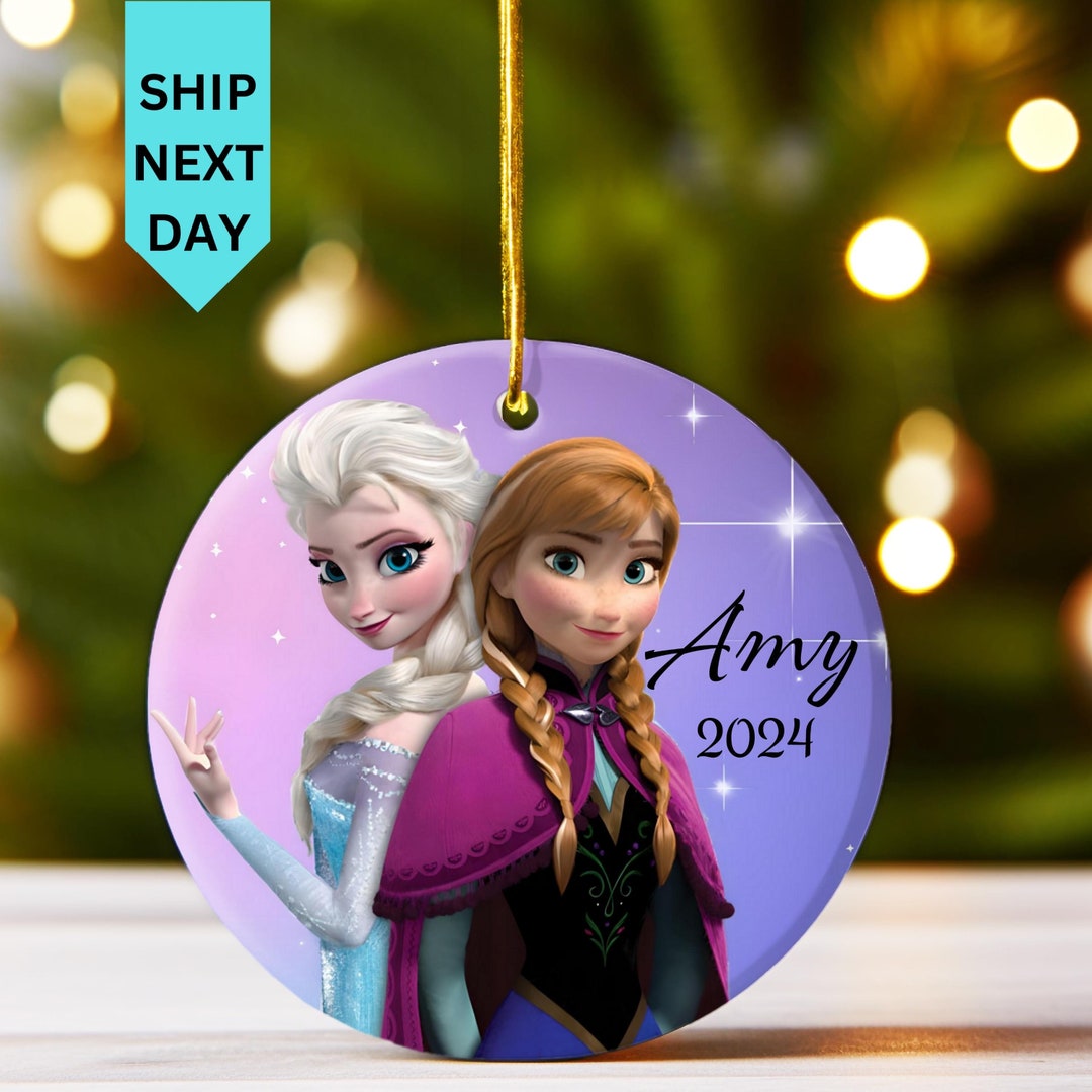 Personalized Frozen Elsa Anna Christmas Ornament, Ceramic Tree Decor - Etsy