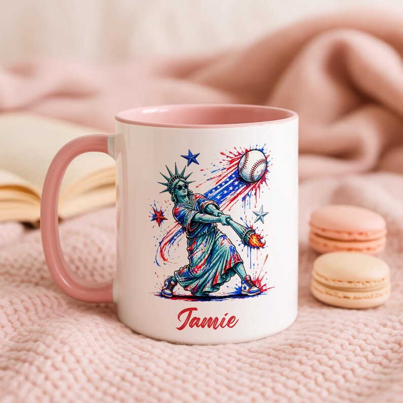 Personalized Lady Liberty Baseball Mug, Patriotic 4th of July Coffee ...