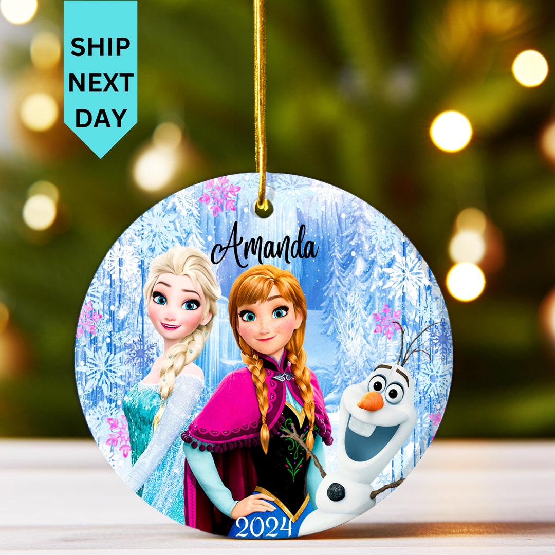 Disney Custom Frozen Christmas Ornament, Elsa Christmas Ornament, Elsa Anna Olaf Ornament ...