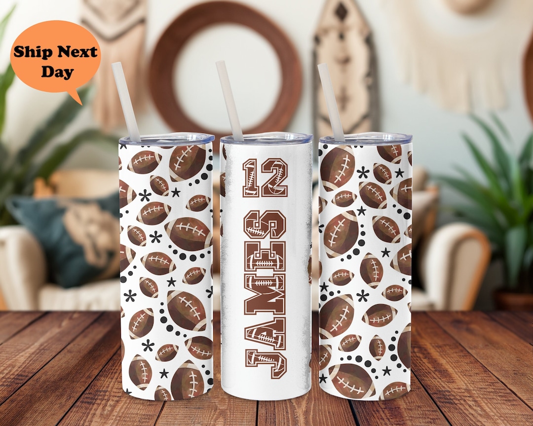Personalized Football Named and Number Tumbler, Custom Football Tumbler ...