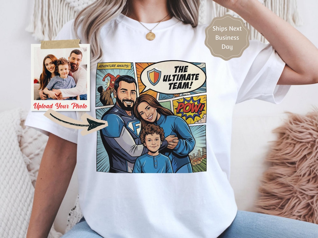 Dad Superhero Tee Custom Family Comic T-shirt: Personalized Cartoon ...