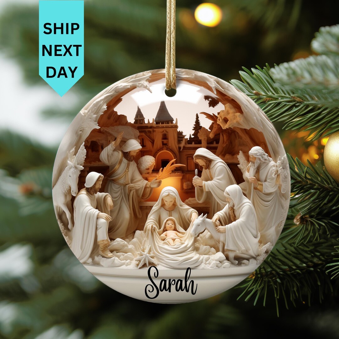 Custom Nativity Christmas Ornament, Christmas Holiday Decor, Xmas Jesus ...