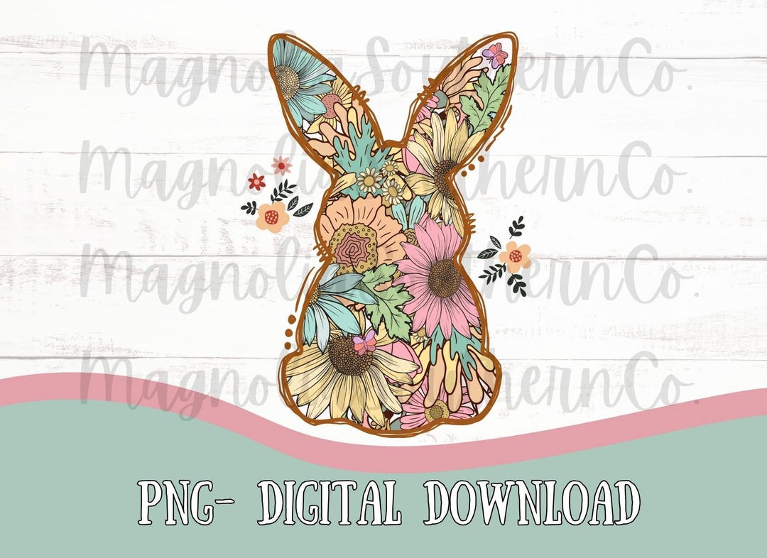 Easter Bunny PNG | Floral Bunny Png| Easter Flowers Png| Girly Easter ...