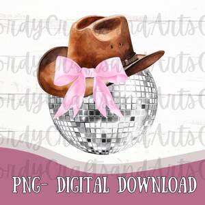 Cowgirl Disco Ball PNG| Retro Cowgirl PN | Western Pink Disco Png ...
