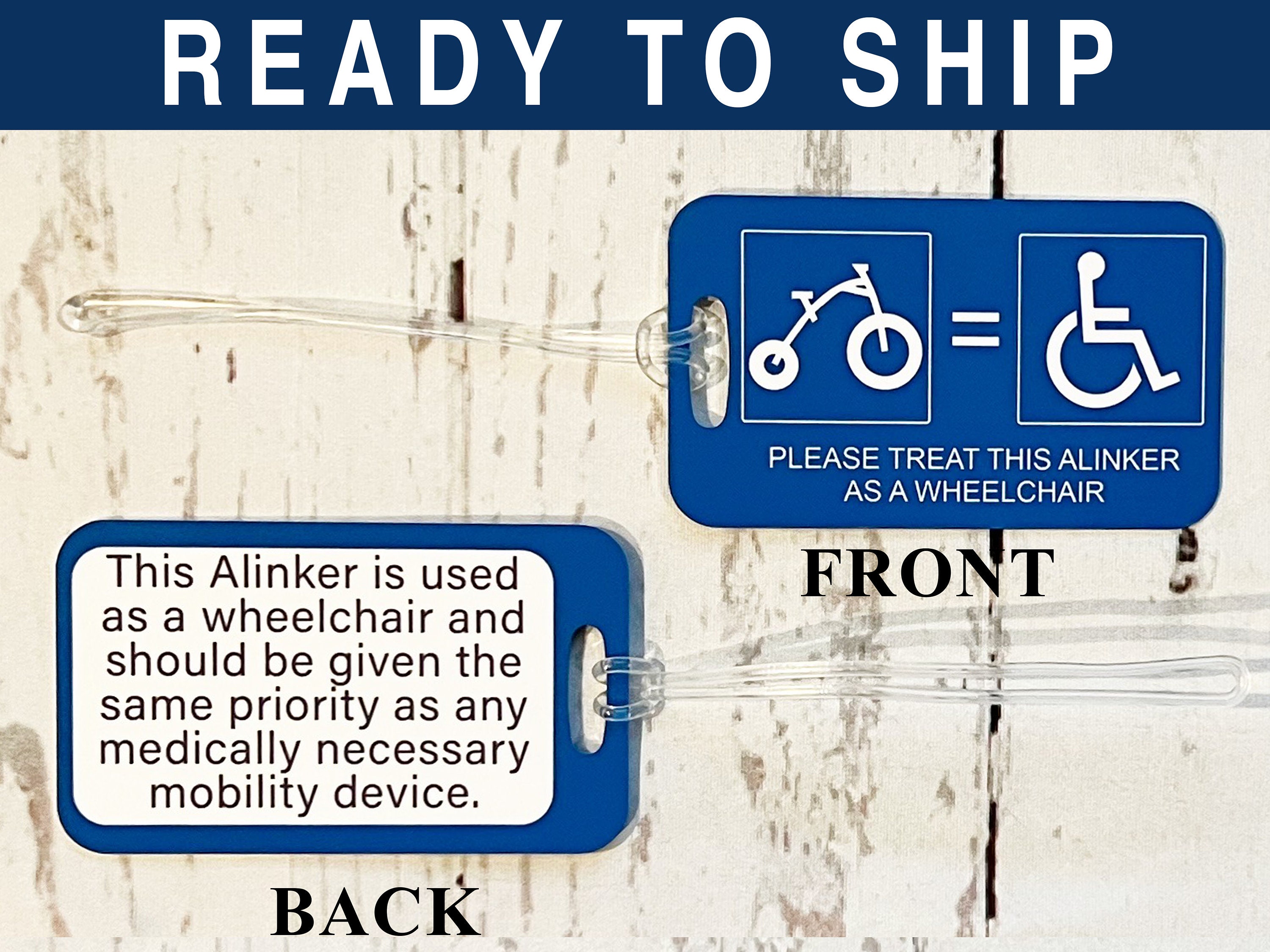 Aluminum Alinker as Wheelchair Double-sided OSHA Blue Prioritize Tag - Etsy