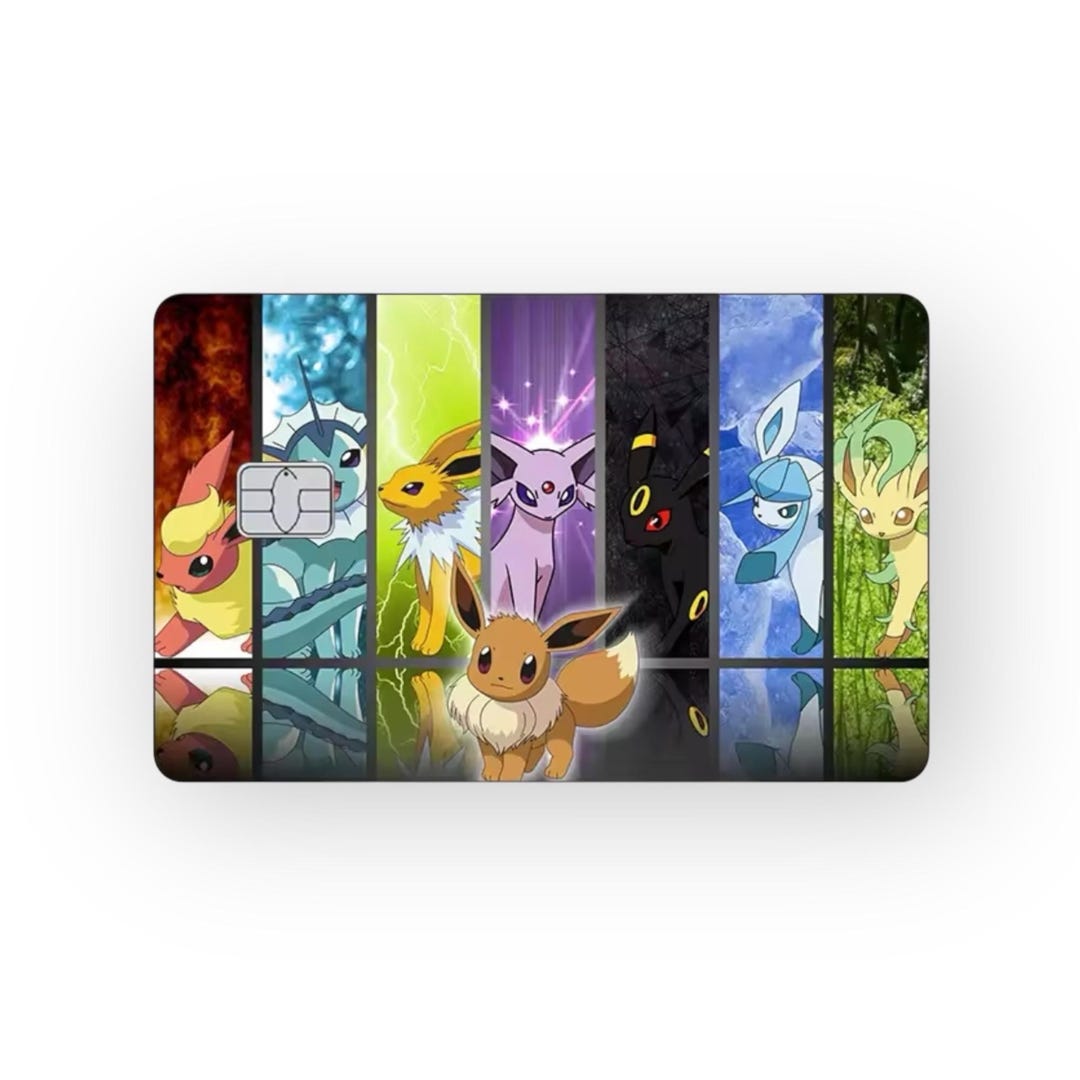 Custom Eevee Evolutions Holographic Card Sticker Laminated Vinyl Skin ...