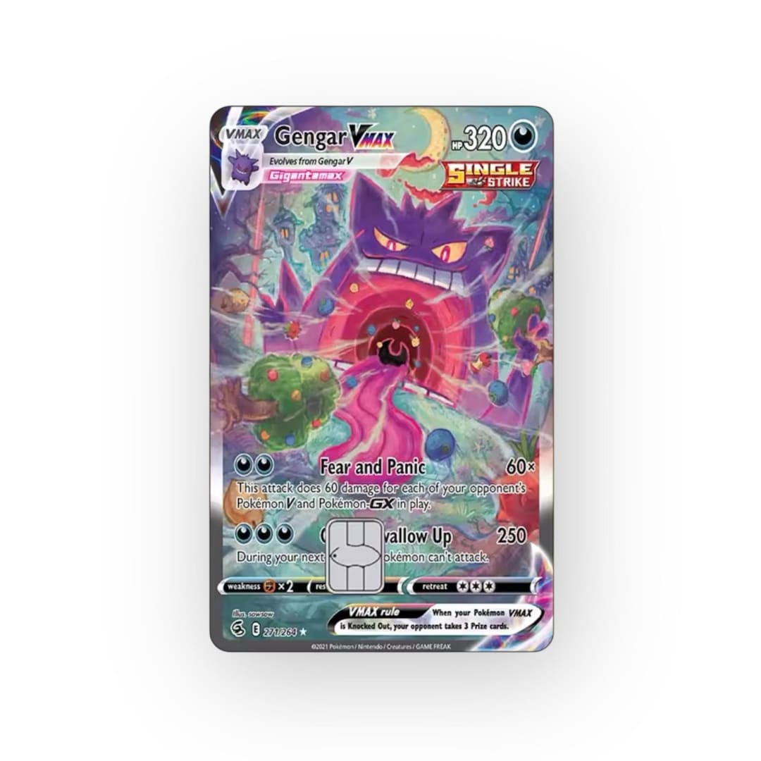 Custom Gengar VMAX Holographic Card Sticker Laminated Vinyl Skin With ...