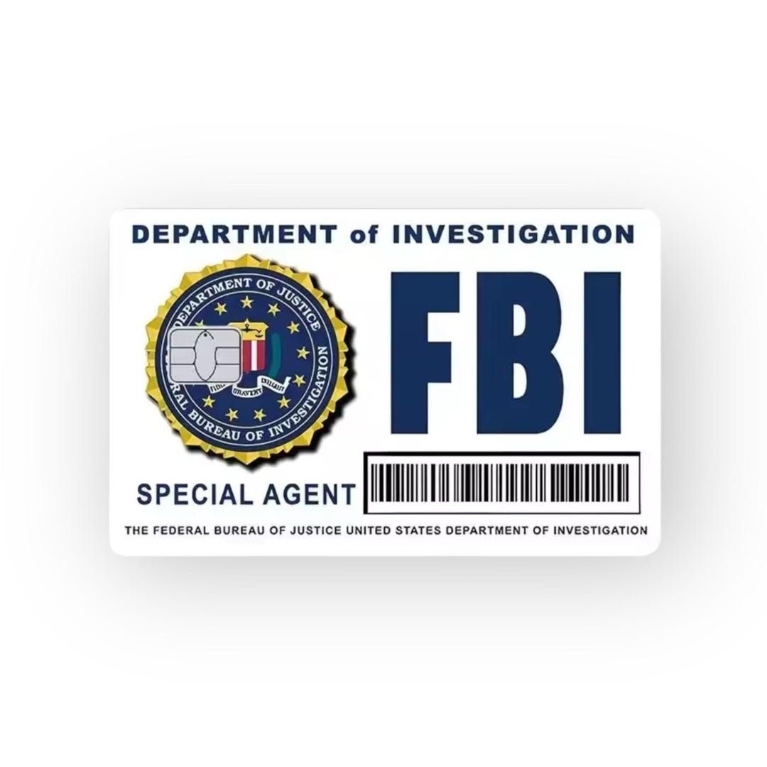 Custom Funny FBI Badge Meme Holographic Card Sticker Laminated Vinyl ...