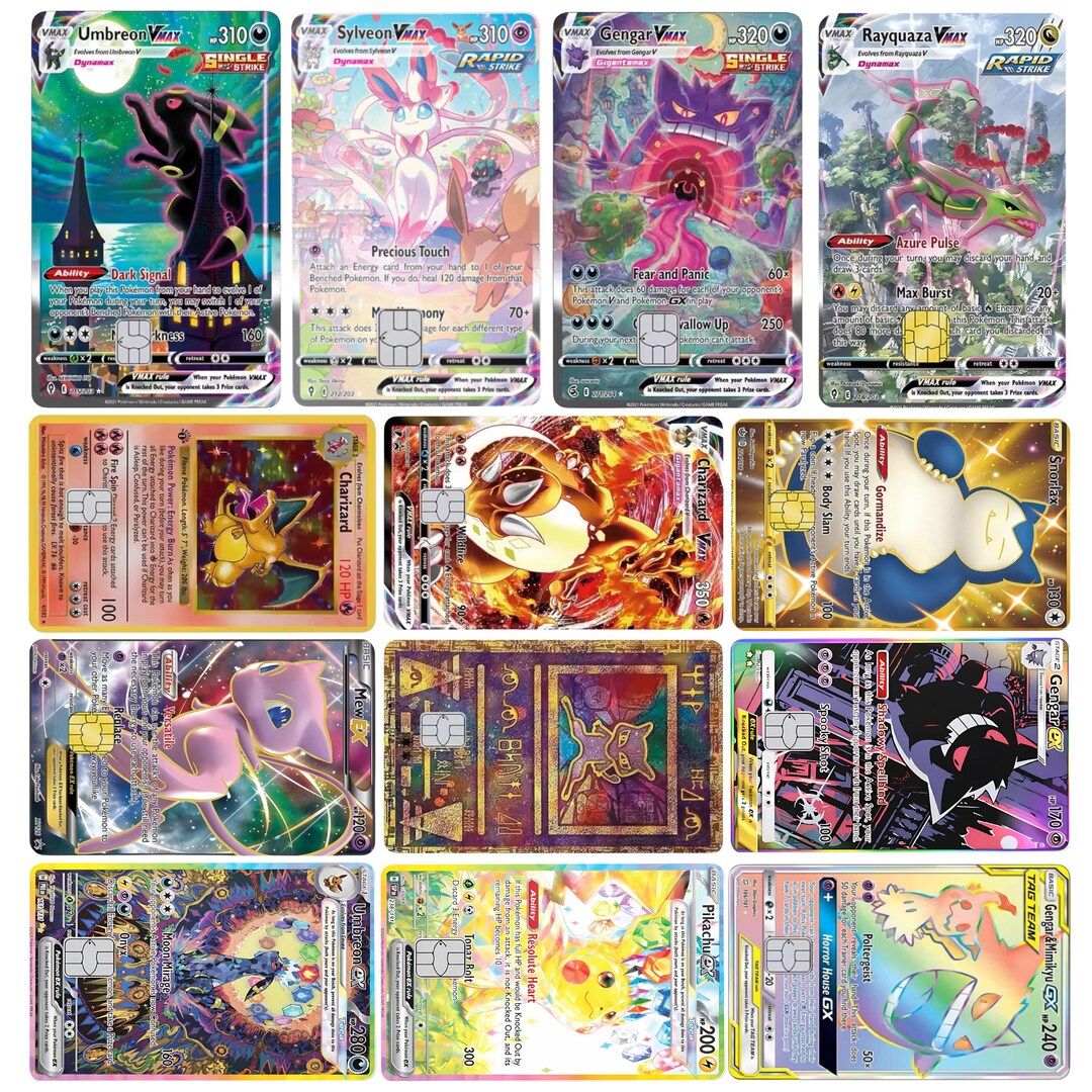 Custom Rainbow Holographic New Gen Pokemon Credit Card Skin Cover ...