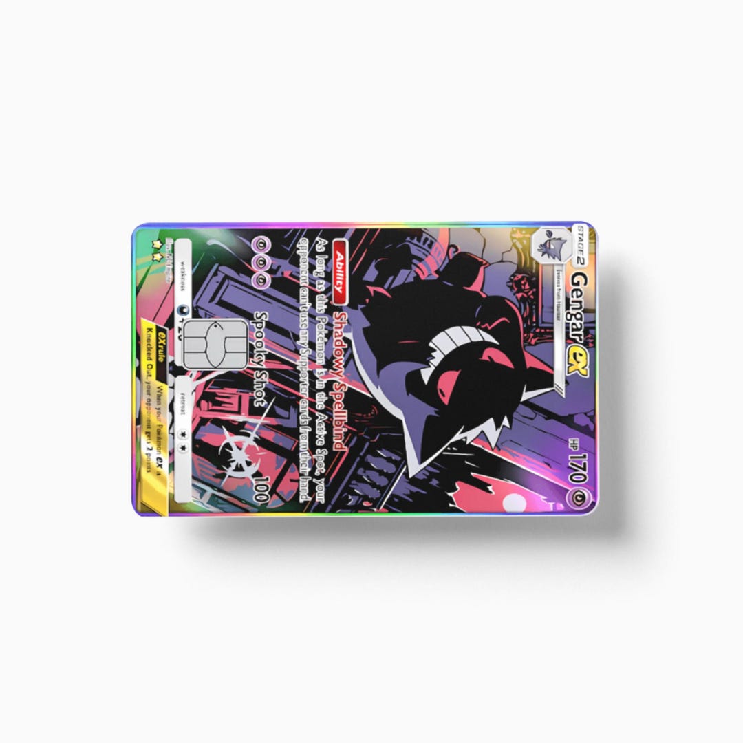 Custom Gengar Pocket Holographic Card Sticker Laminated Vinyl Skin With ...