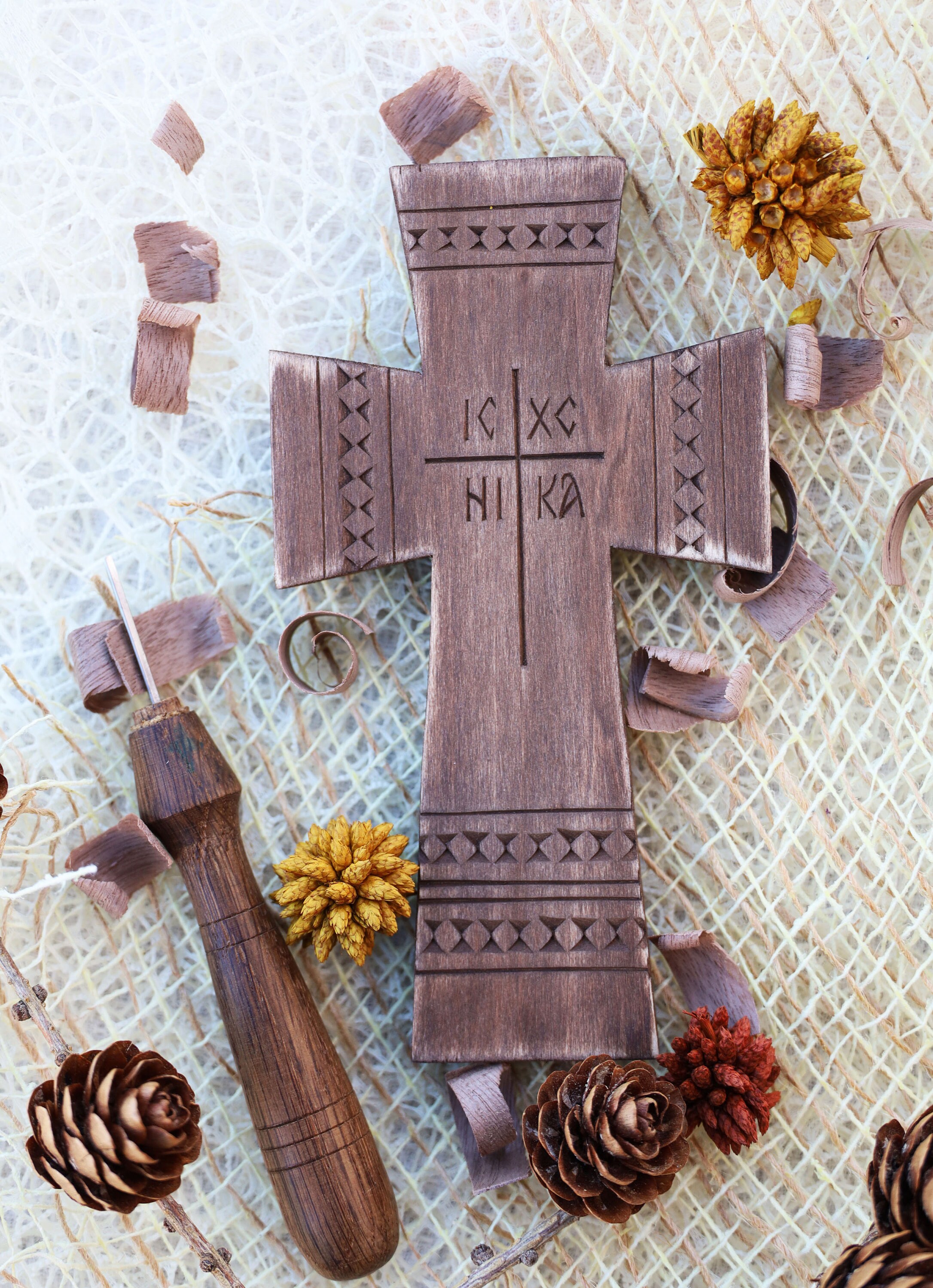 Wall Cross Wood Carving Handmade Woodcarving - Etsy