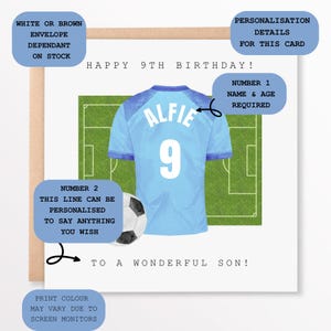 Personalised Birthday Football Card - for Son, Brother, Grandson ...