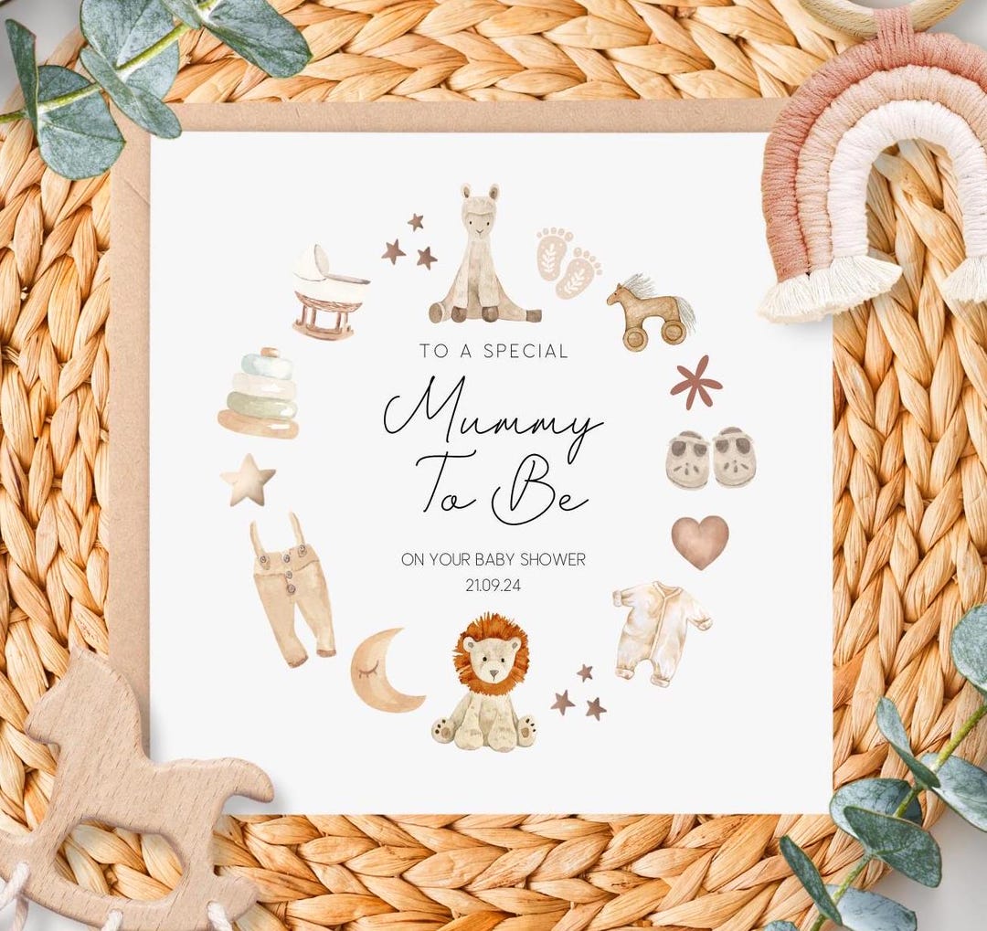 Neutral Baby Shower Card Baby Shower Card Mummy to Be Card Personalised ...