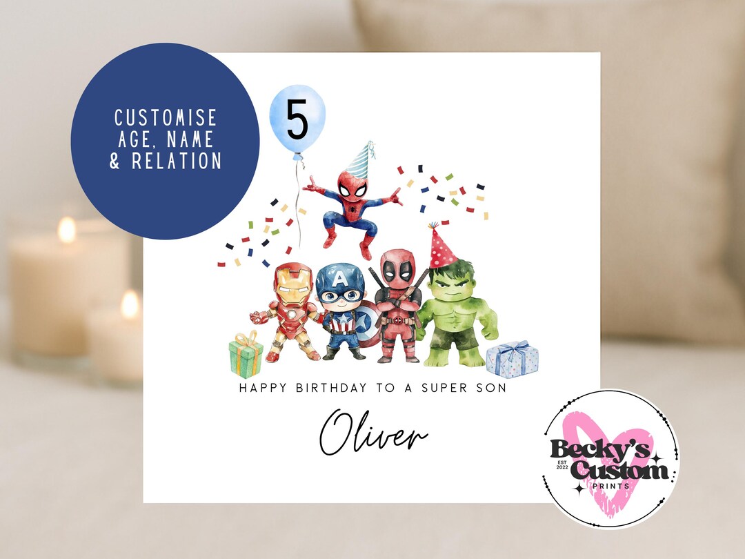 Custom Superhero Birthday Card for Kids | Personalized Comic-style ...