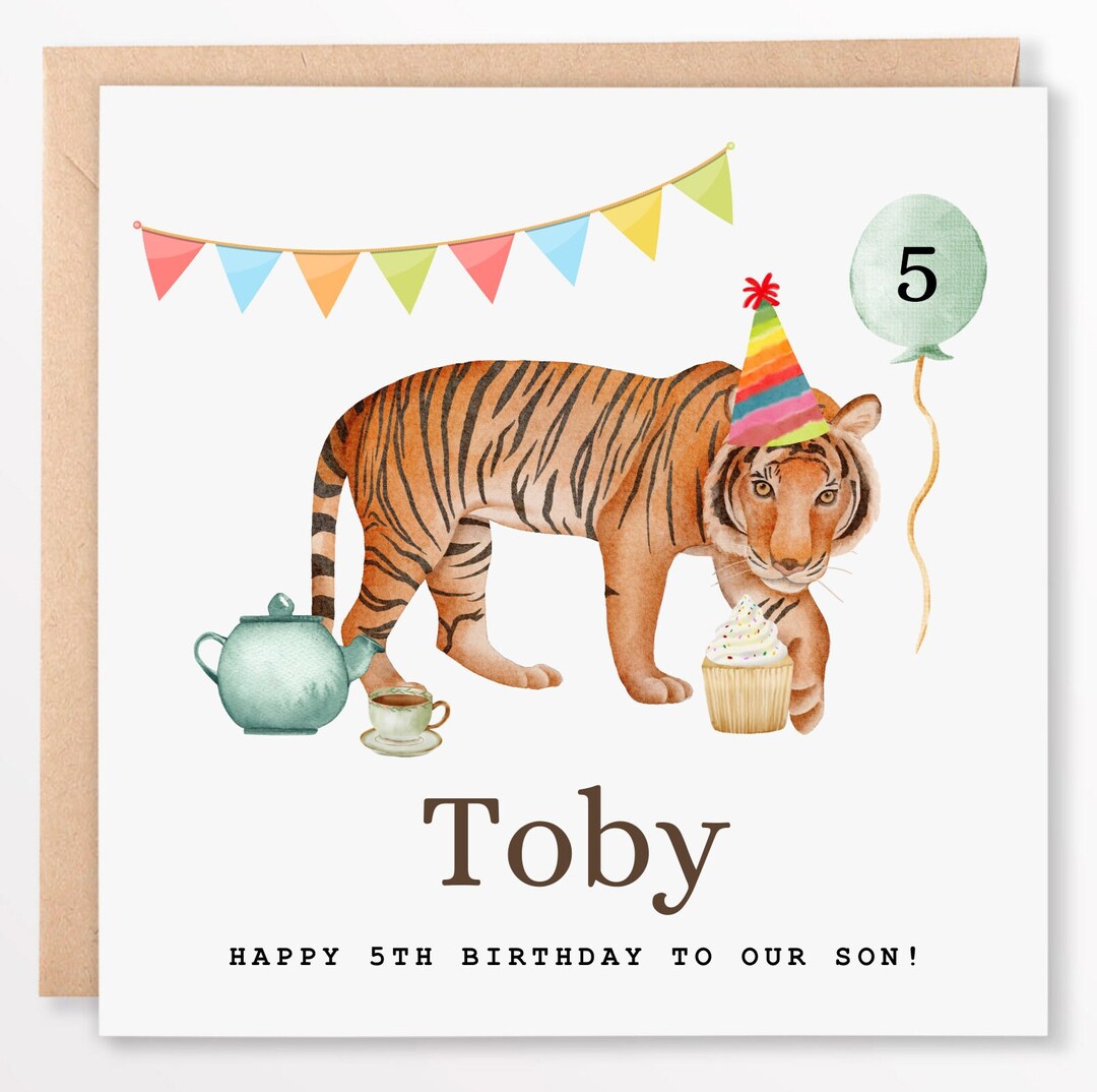 Tiger Tea Party Birthday Card Children's Birthday Card Tiger Birthday ...