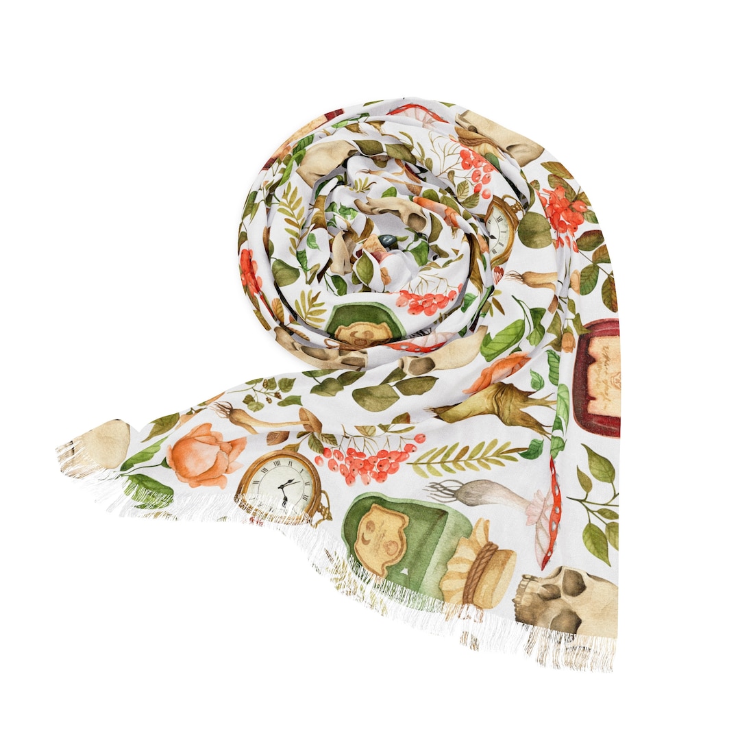 Magic Cottagecore Mushroom Scarf Lightweight Magic Spells and Mushroom ...