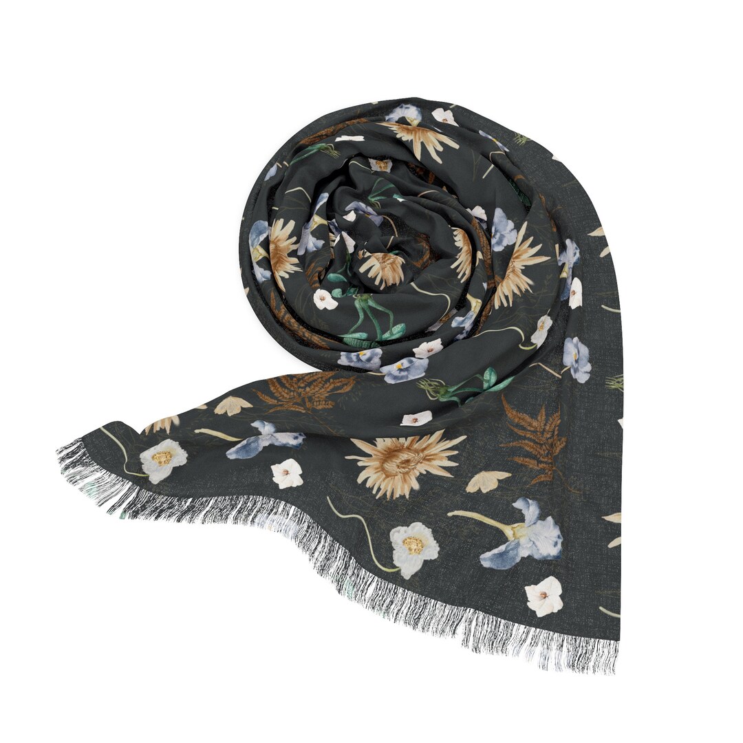 Cottagecore Floral Scarf Gift Accessories Dark Floral Cottagecore Scarf ...