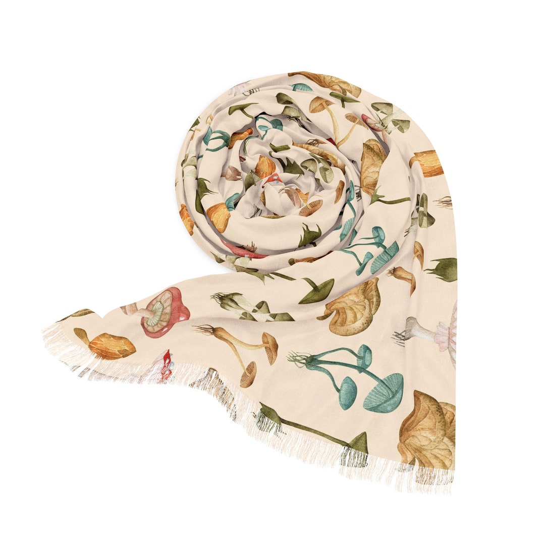 Cottagecore Mushroom Scarf Lightweight Mushroom Scarf Gift for Her ...