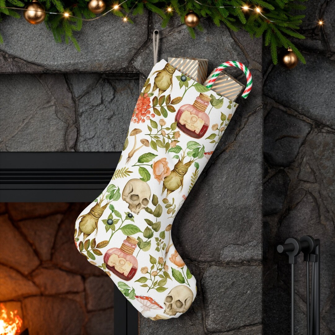 Witchy Forest Cottagecore Faux Suede Christmas Stocking Holiday ...